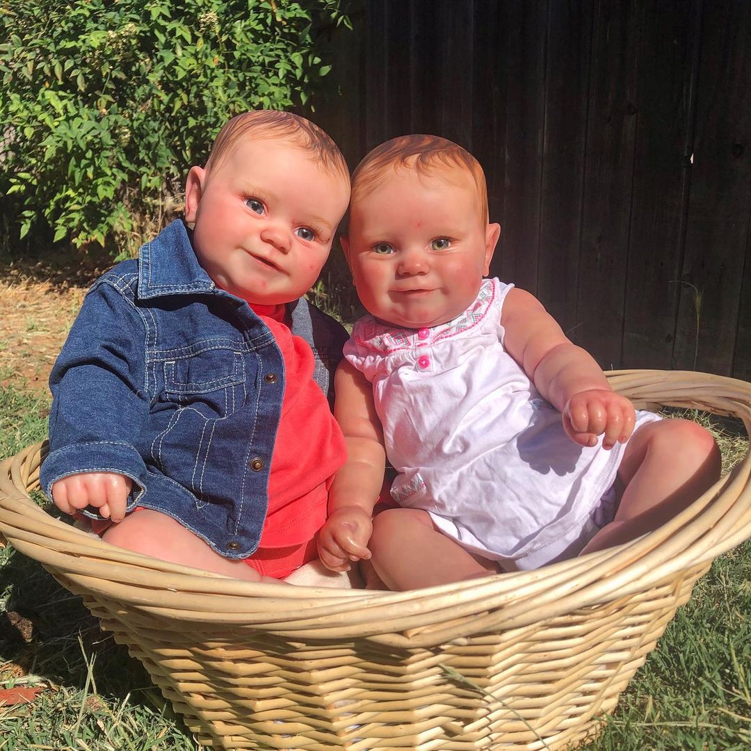 (New)20" Truly Look Real Silicone Smile Reborn Baby Dolls Twin Sisters ...