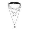 PU BELT CHAIN LOCK LAYERED NECKLACE