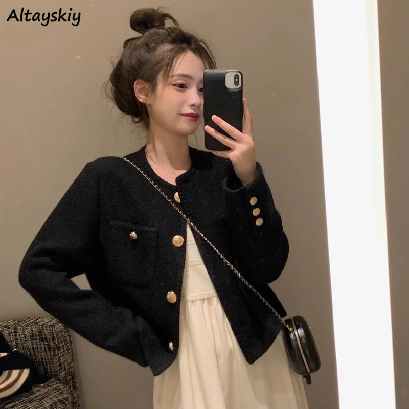 Uveng Women Autumn Coat Temper Loose Pockets Designed Korean Style ...