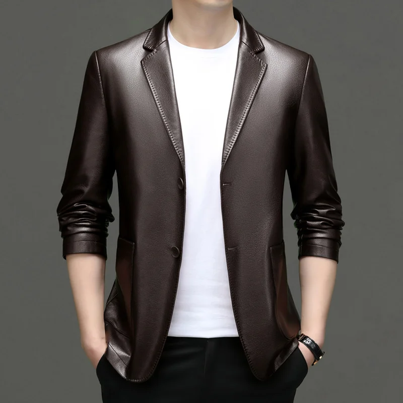 Men's leather suit jacket