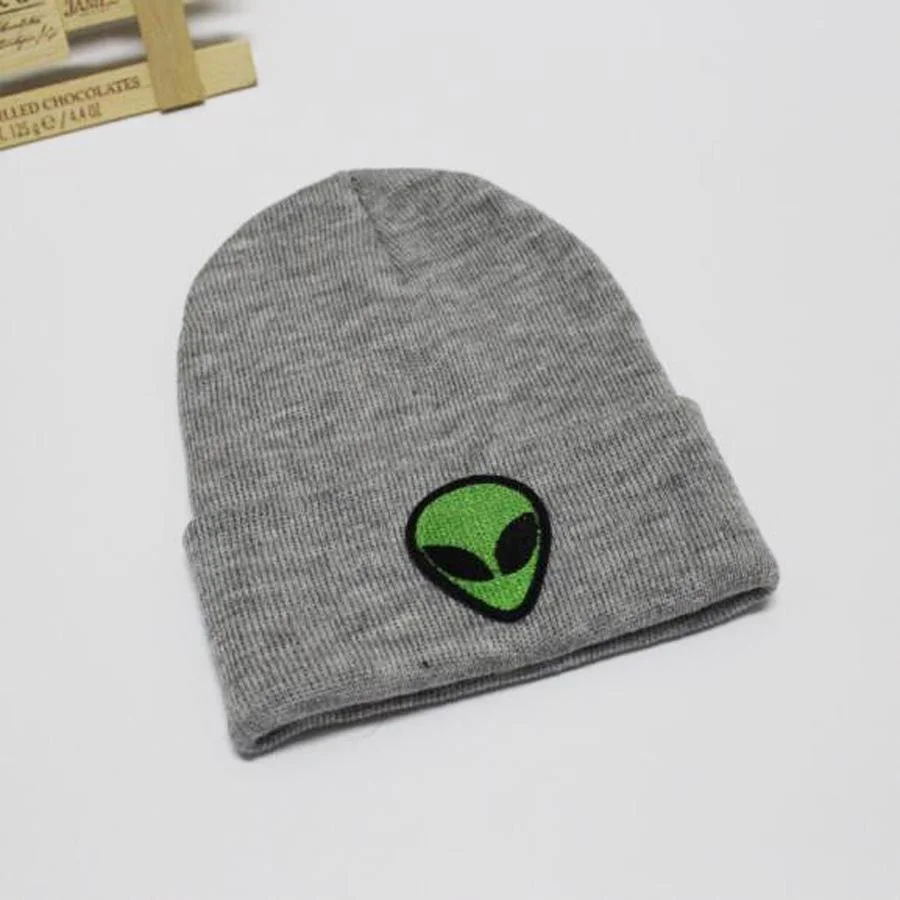 ALIEN EMBROIDERED BEANIE HAT