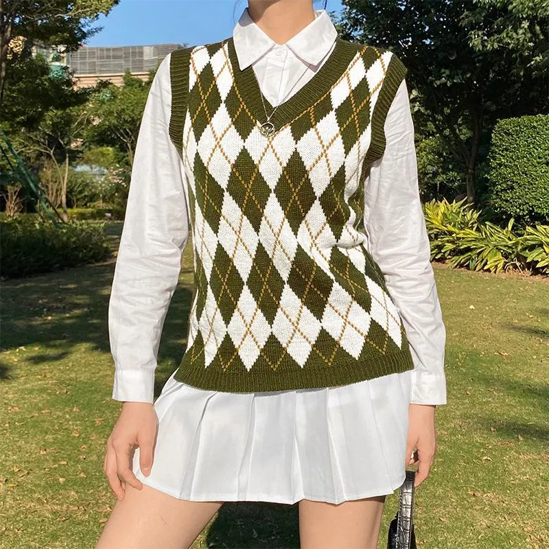 DIAMOND CHECK KNIT VEST 202108主动下架