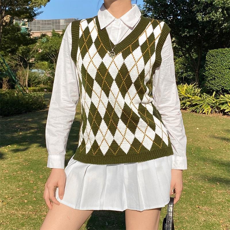 DIAMOND CHECK KNIT VEST 202108主动下架