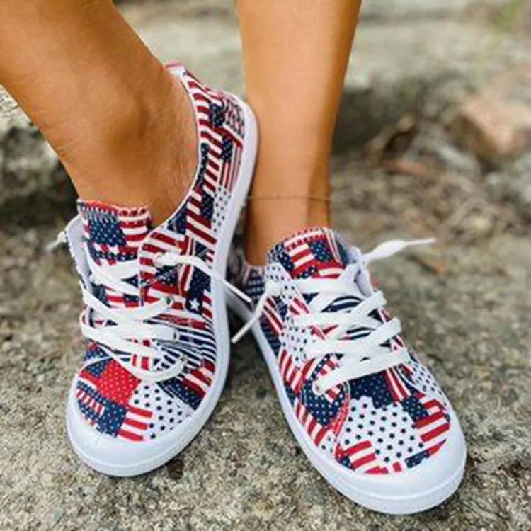 American Flag Flat Canvas Sneakers
