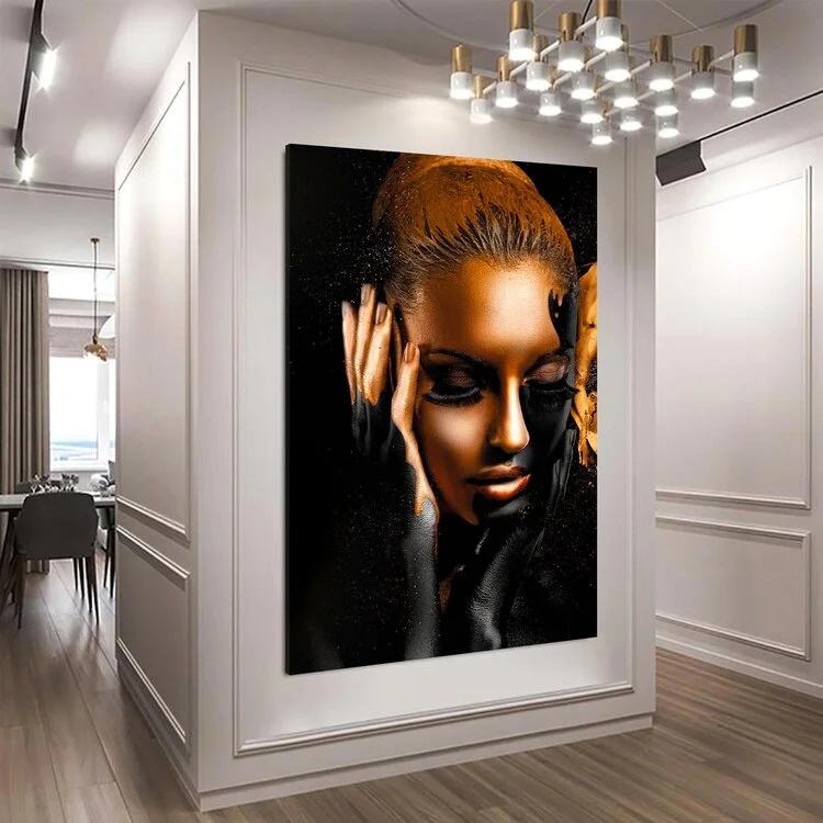 Modern Black Woman Model Painting Canvas Wall Art