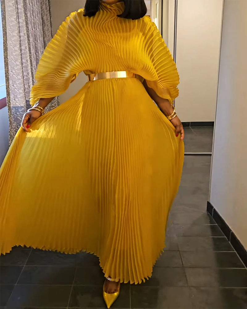 Pleated Drop Shoulder Dress