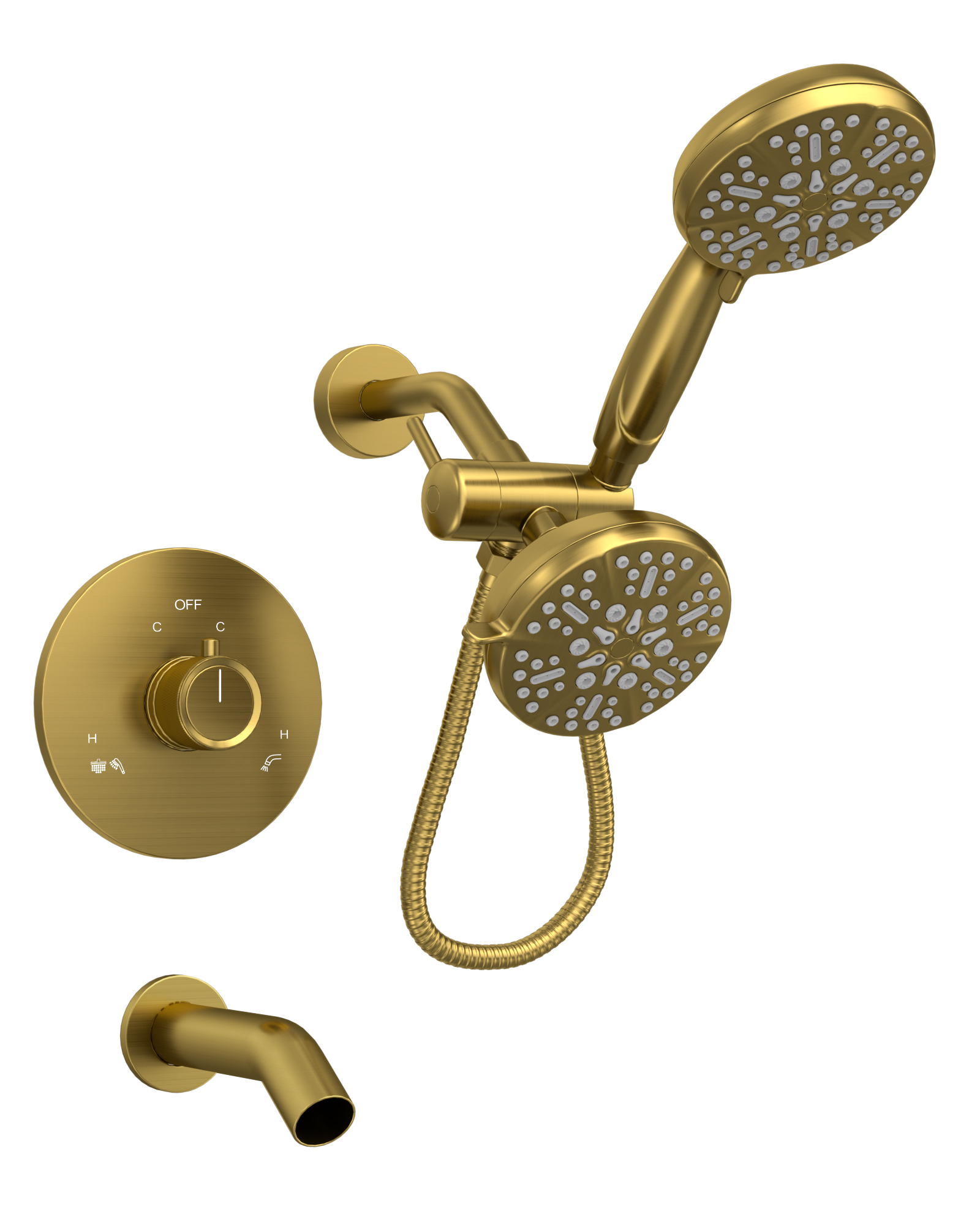 YAWWALK 5-spray 5 in. Wall Mount Dual Shower Head and Handheld Shower ...