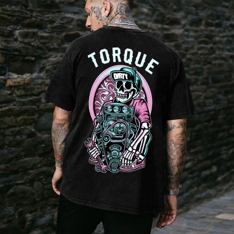 TORQUE Skeleton&Engine Print Men's T-shirt