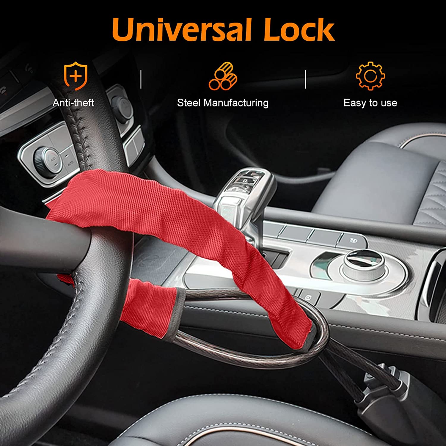 Steering Wheel Lock Seat Belt Lock,Universal Car Locks Fit Most ...