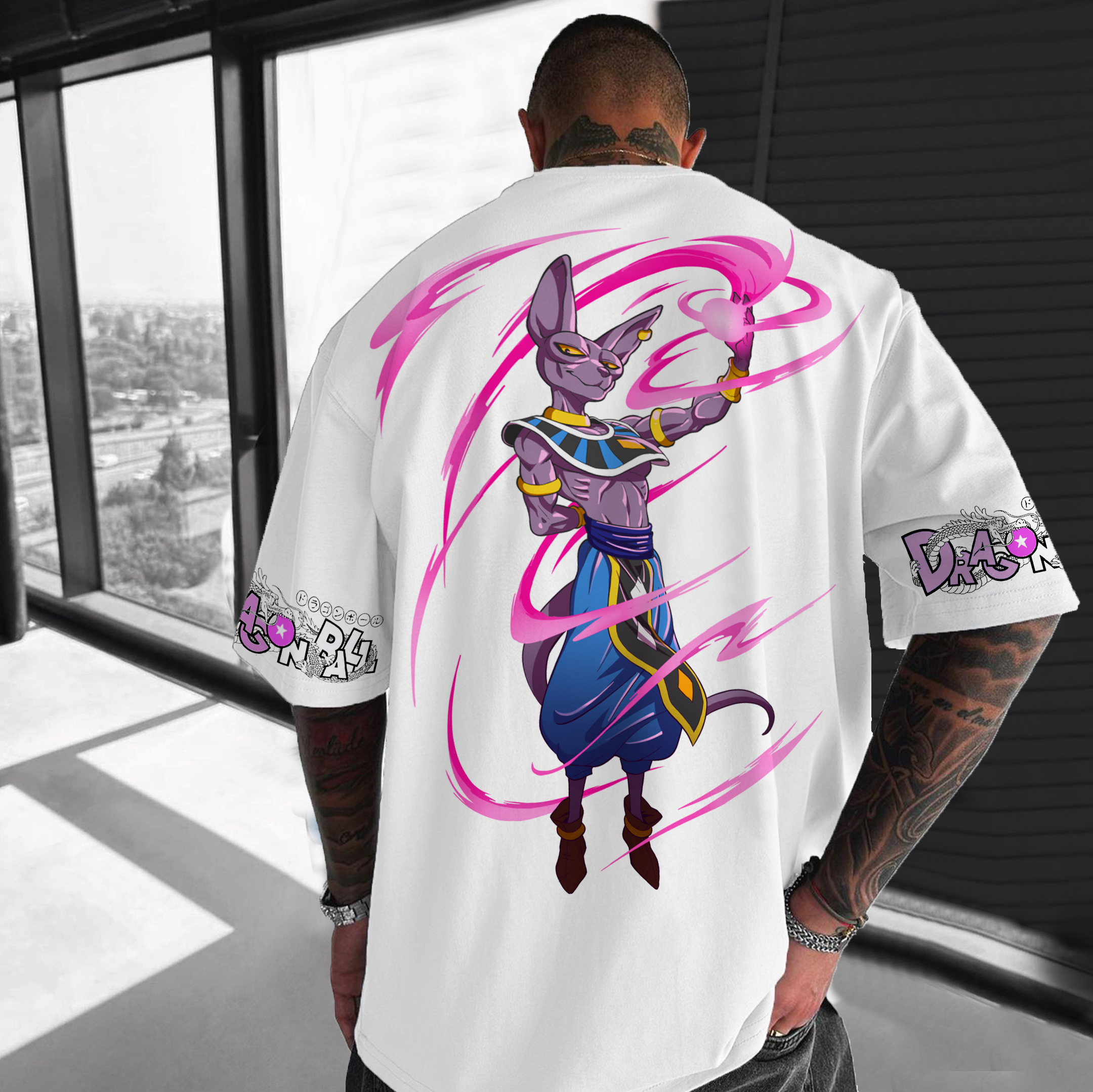 FROMSPARCOO Unisex Oversized DB Anime Beerus Printed T-shirt