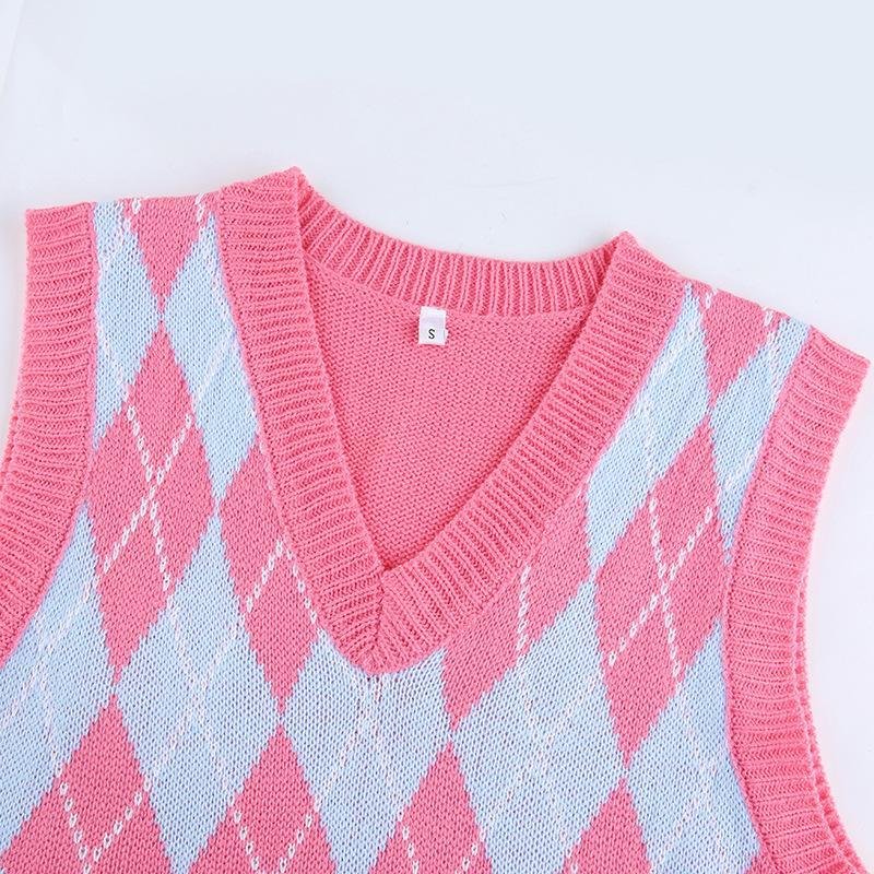 DIAMOND CHECK KNIT VEST 202108主动下架