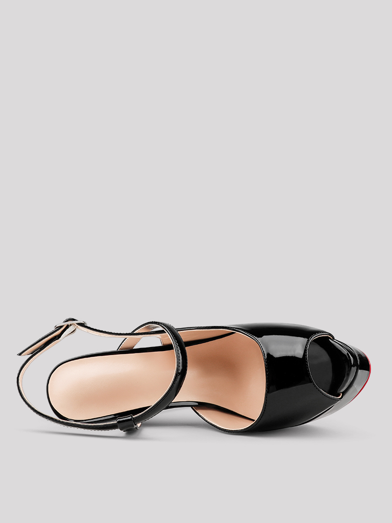 150mm Women's Stiletto High Heels Open Toe Sandals Red Bottom Platform ...