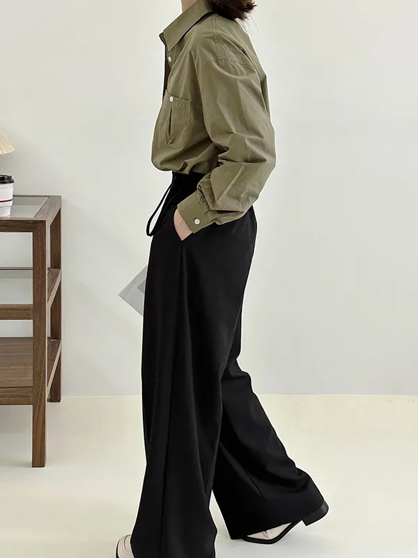 Sophisticated High-Waisted Lace-Up Suit Pants with Loose Fit and ...