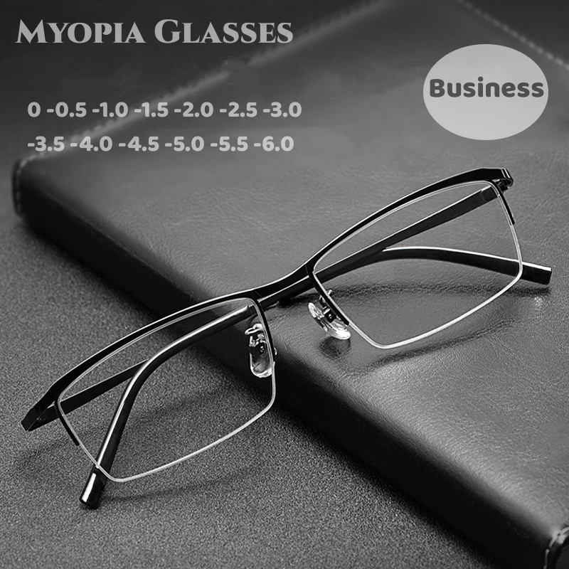 Vintage Retro Metal Half Frame Eyeglasses Men's Blue Light Blocking ...