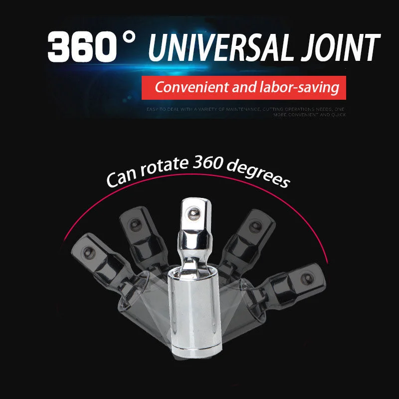 360 ° Rotating Universal Joint 1/4 3/8 1/2 Ten Thousand Head Wrench
