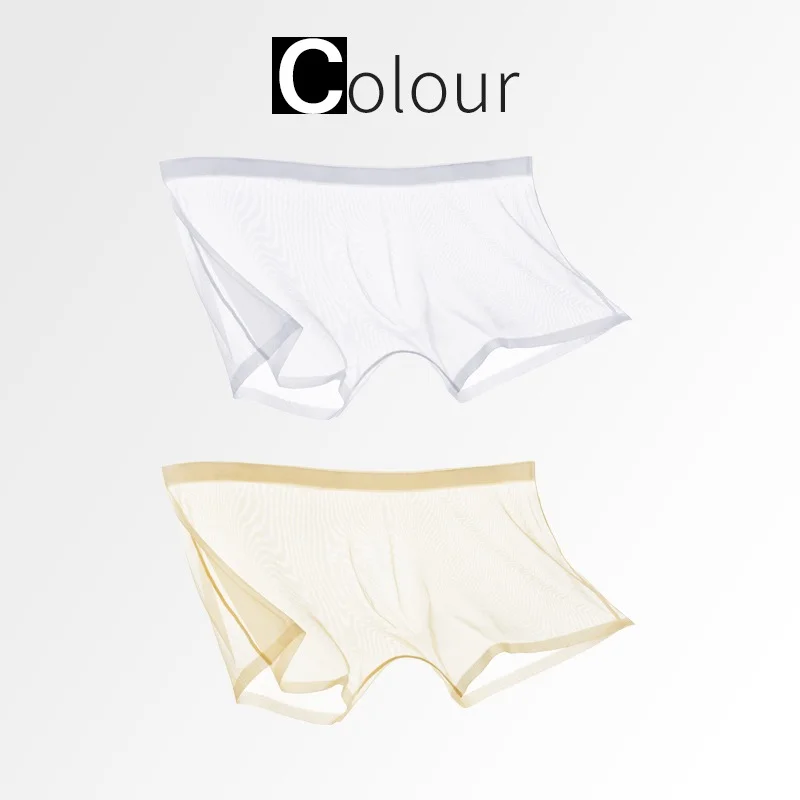 Ice Silk Sexy Mesh Full Transparent Boxer Shorts