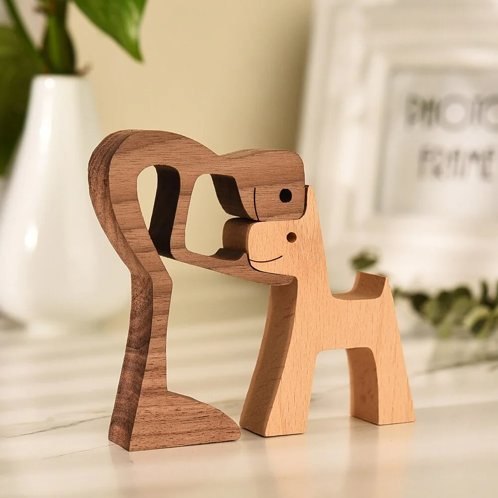 New Wooden Cat Figurines Dog Art Craft Small Carving Samll Animal ...