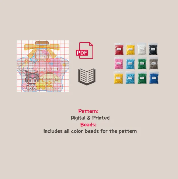 Cassie Mini Bites Sanrio Friends Star Bottle Pixel Pattern Fuse Bead ...