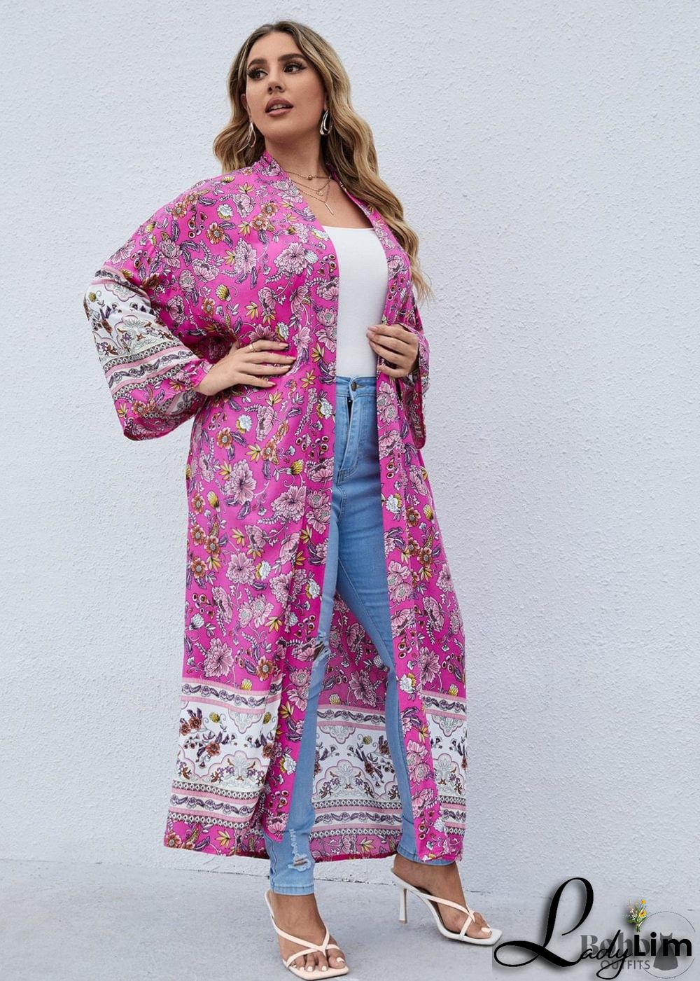Women's Chic Plus Size India Boho Kimono Dress - Ladylim
