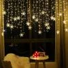 3.5-4m Christmas Snowflakes Led String Lights Flashing Curtain Light ...