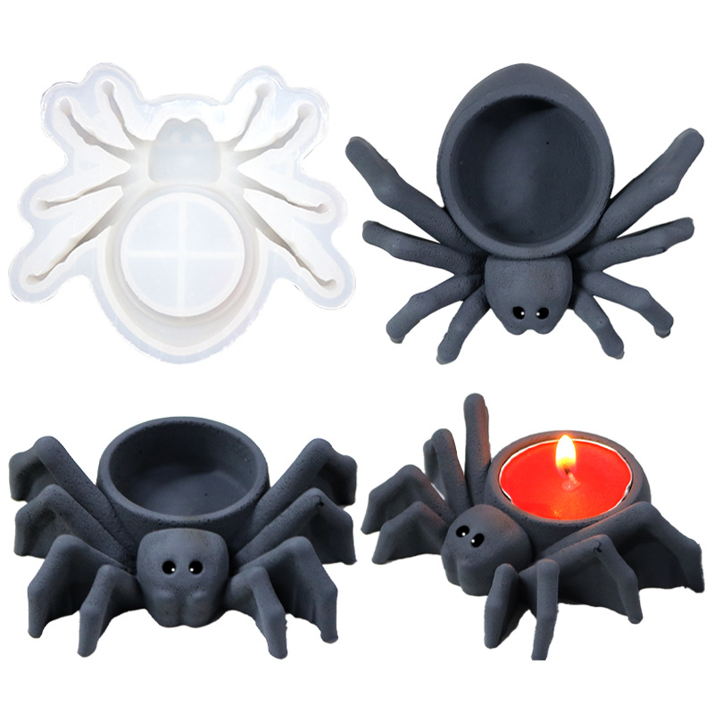 CrazyMold's 3D Spider Candle Holder Resin Mold: Craft a Spooky Masterpiece!