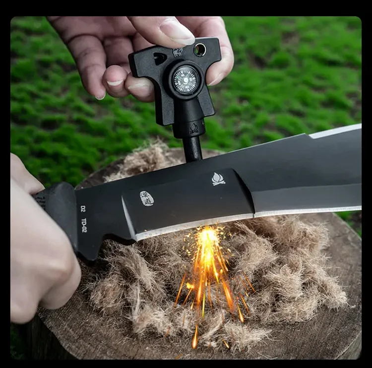 Willow Leaf D2 Steel 8.27-INCH Kukri-Style Machete Fixed Blade Knife