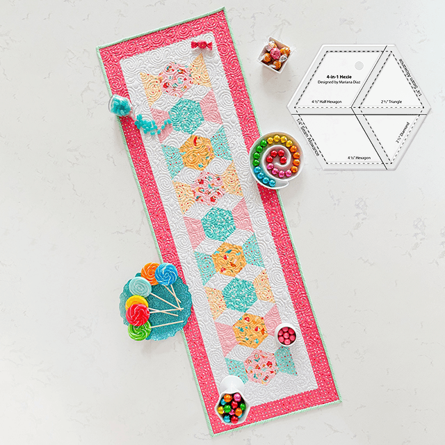 4-in-1 Hexie Sewing Ruler - With Instructions