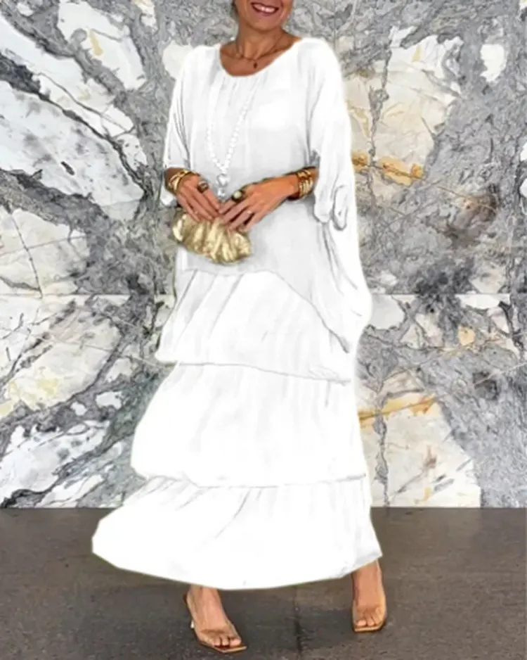 Summer Plus Size Layered Long Dress