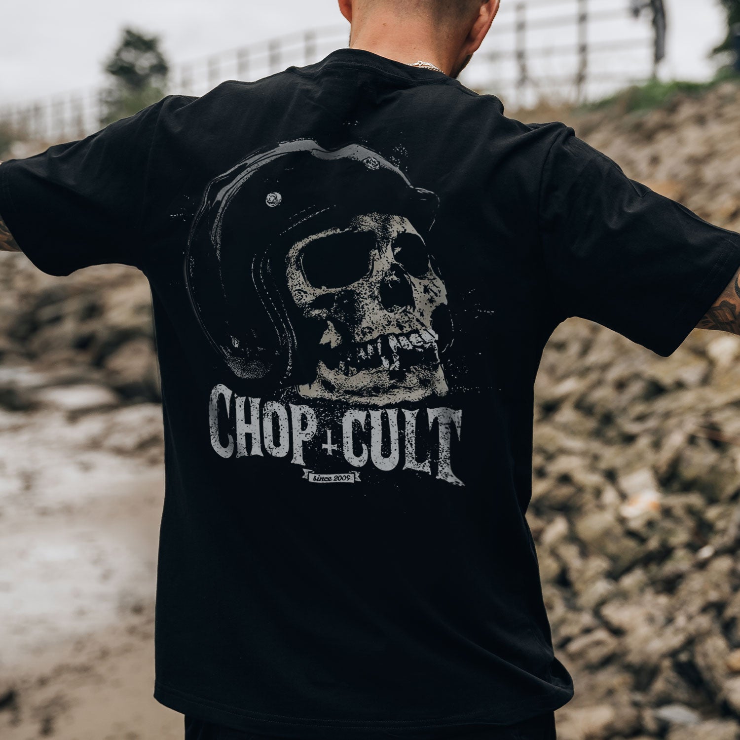 MOTOSUNNY CHOP CLUB Skull Black Print T-shirt