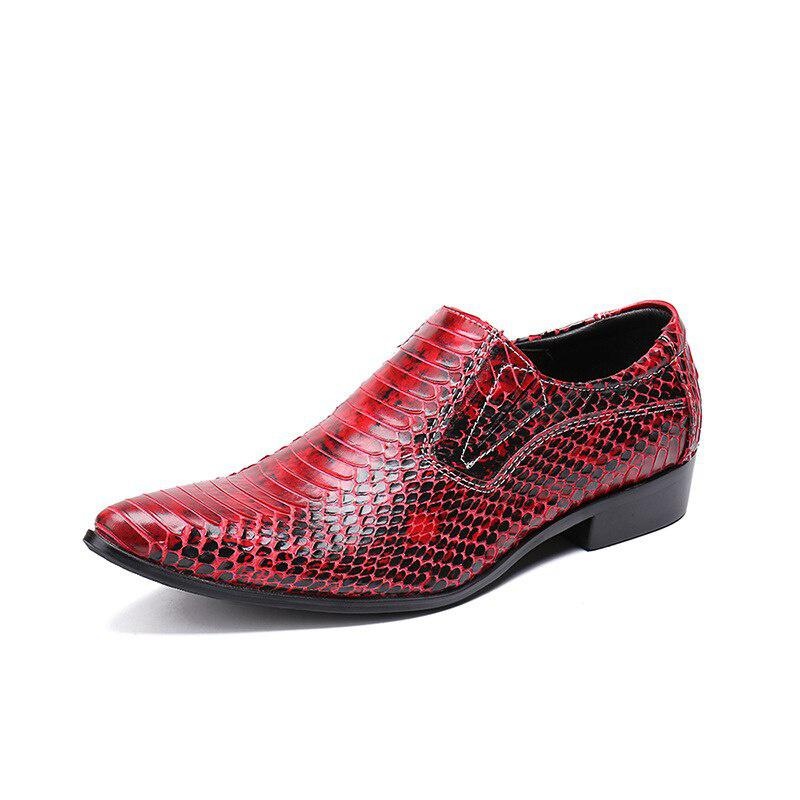 GOOSHOE Shoes Pointed Toe Leather Red Shoes Slipper