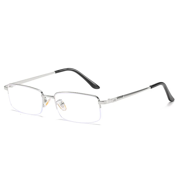 Elbru Business Men Square Semi-rimless Myopic Glasses Anti Blue Light ...