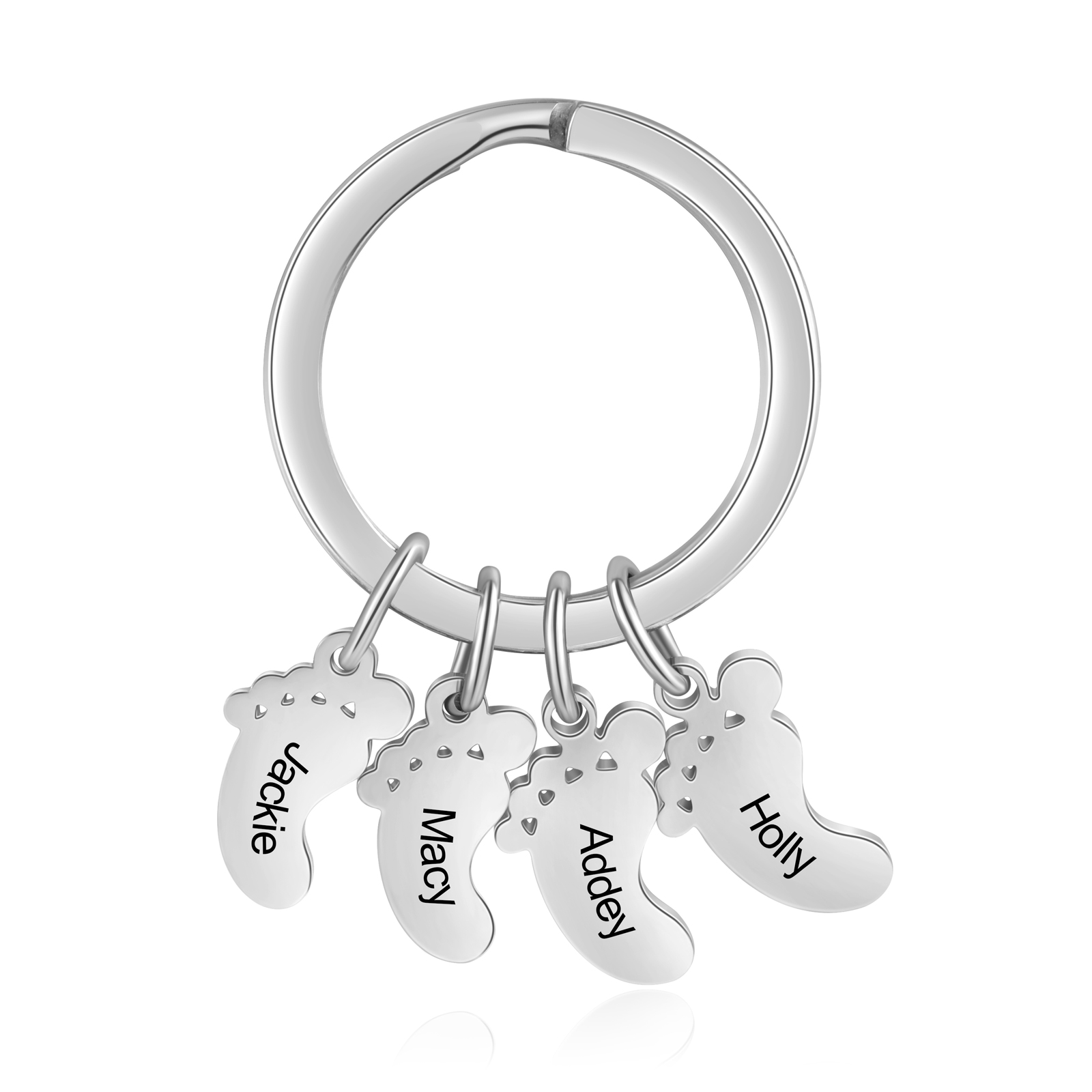 Baby Feet Keychain Personalized 4 Names Keychain Family Gifts