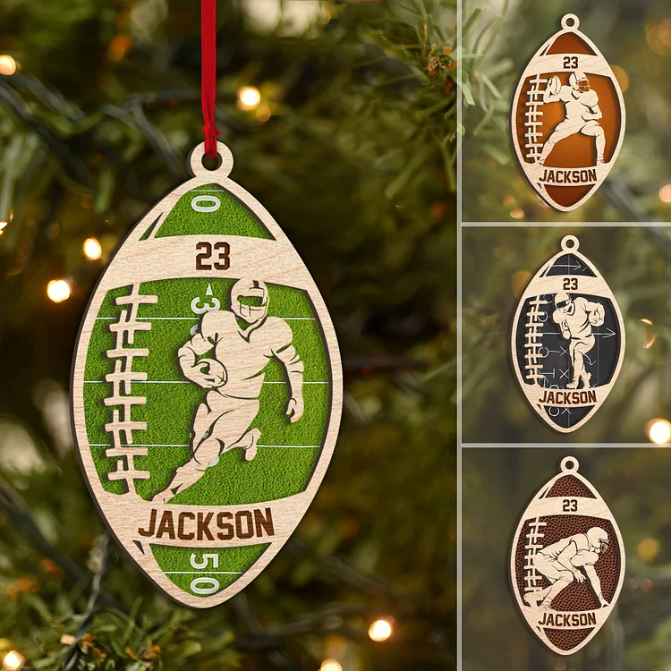Personalized Football American Layered Wood Ornament