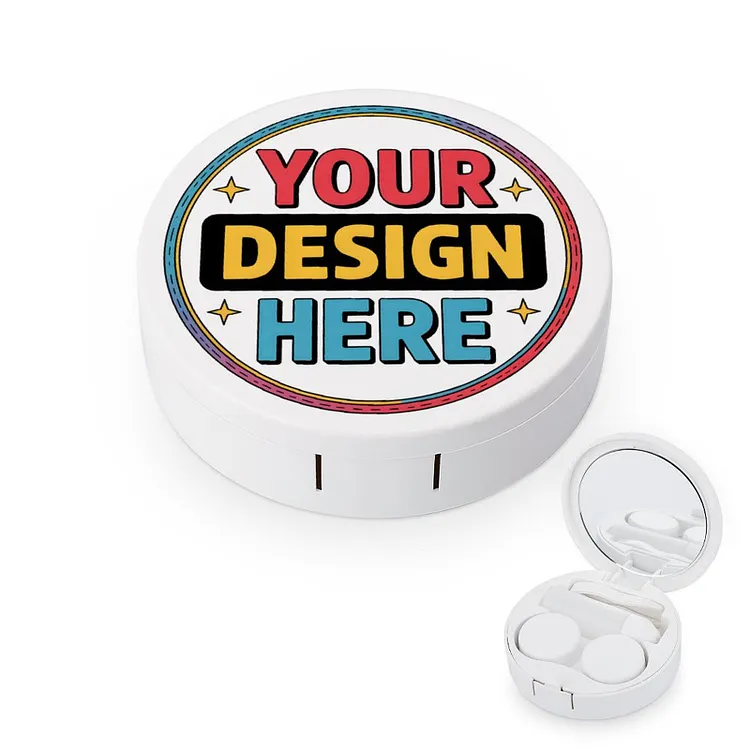 Personalized Custom Round Contact Lens Case with Mirror for Daily ...