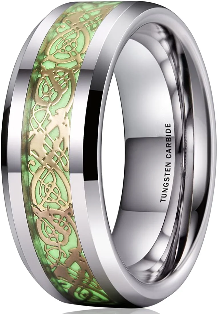 Women's Or Men's Aurora 6MM 8MM Luminou Glow Tungsten Carbide Rings ...