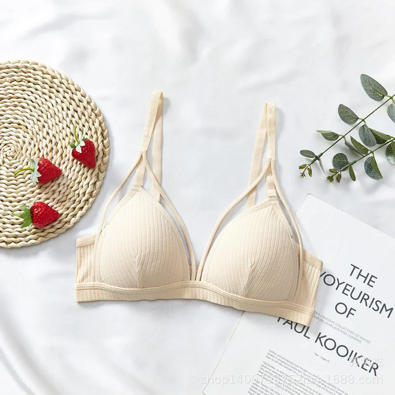 Billionm Sexy Wireless V-neck Bra Cotton Woven Cotton Comfortable ...