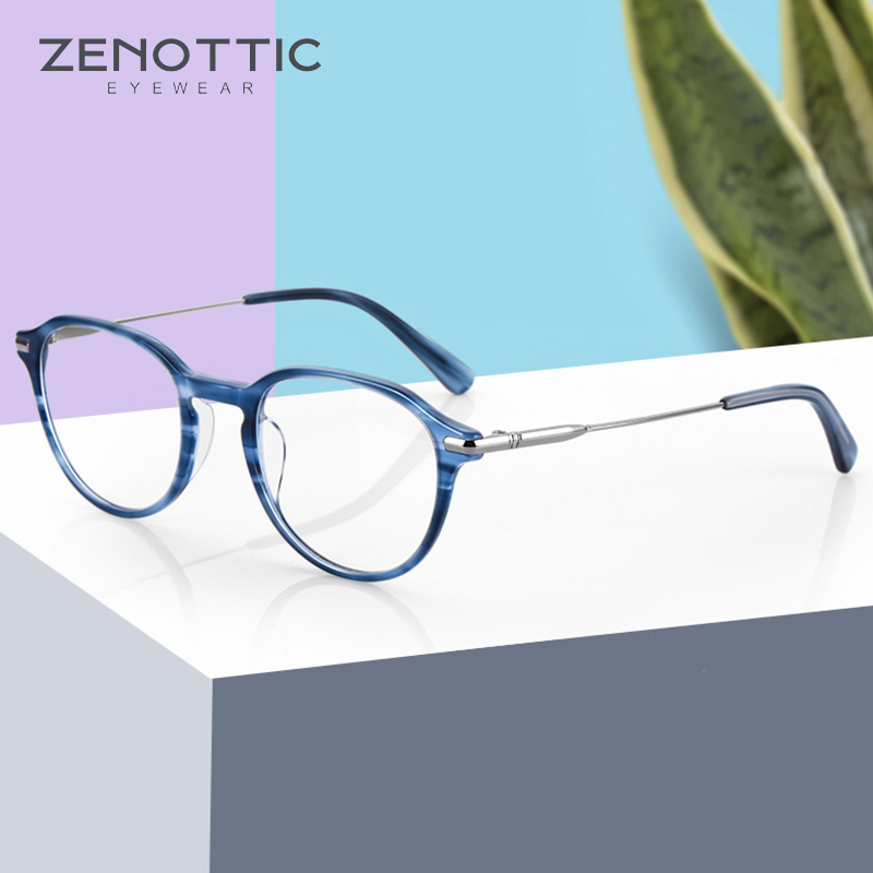 ZENOTTIC 2024 Design Retro Acetate Round Optical Glasses Frames with ...