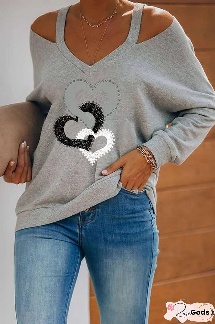 Cold Shoulder Heart-Shaped Casual Top