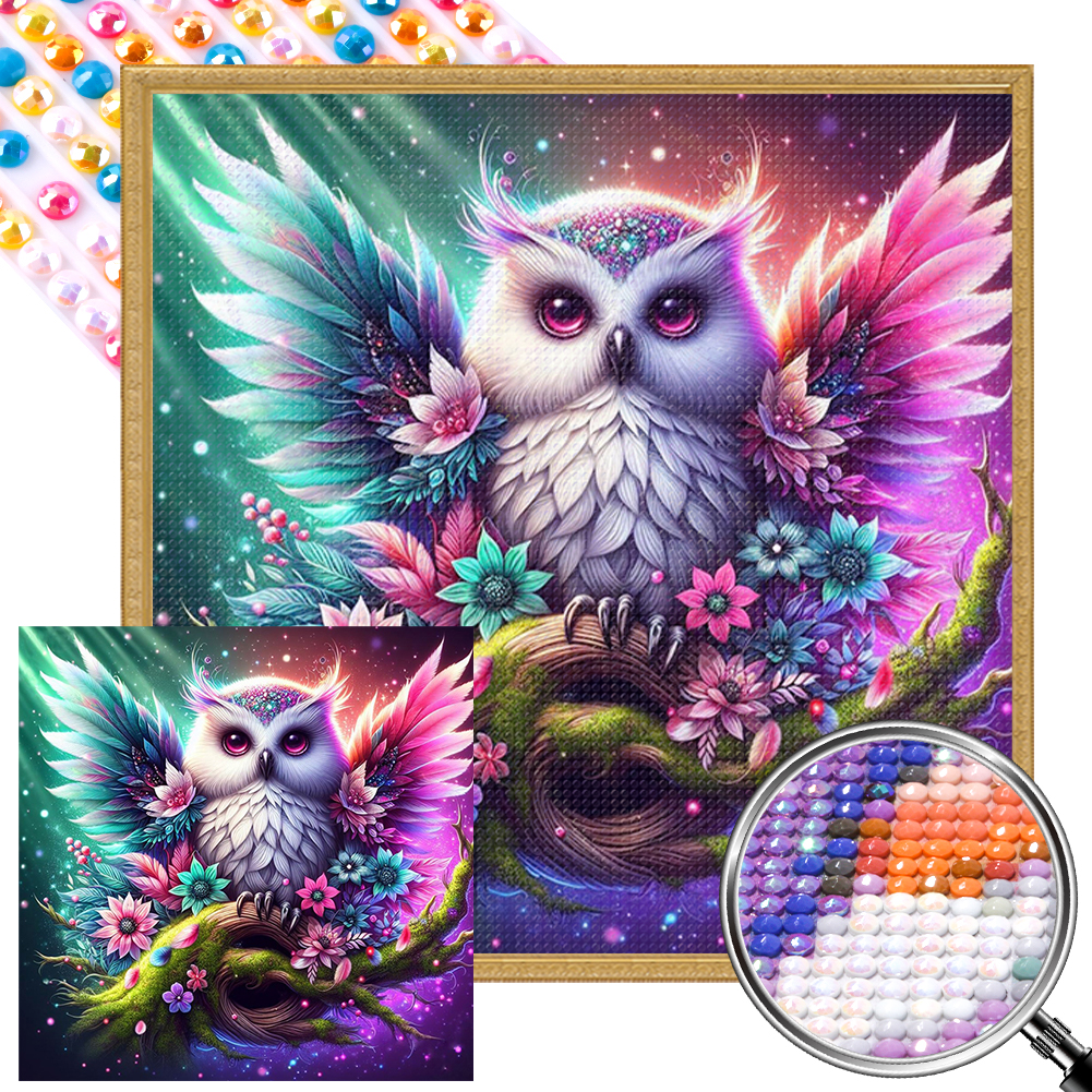Owl 40*40CM (Canvas) Full AB Round Drill Diamond Painting