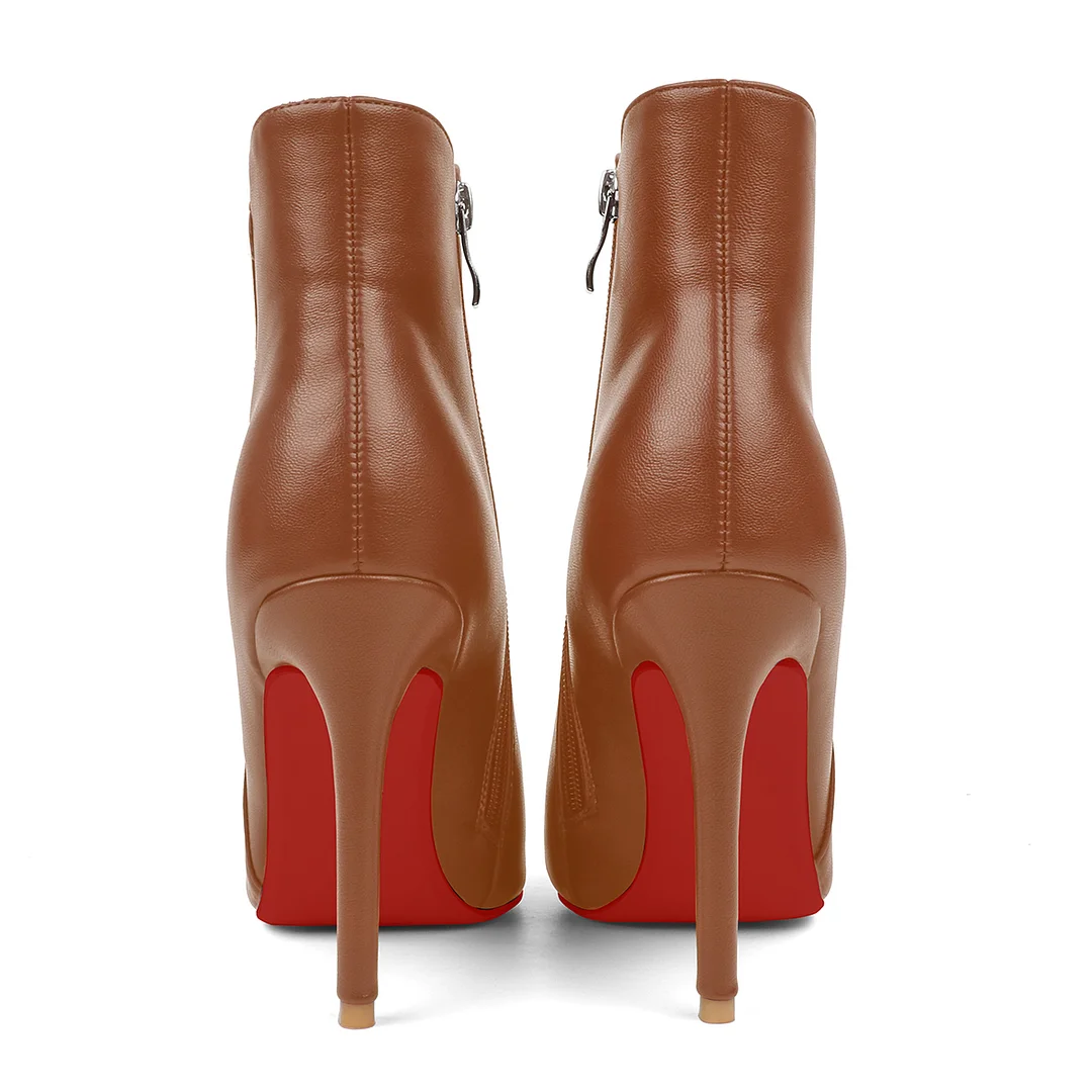 100mm Women's High Heels Pointed Toe Zipper Red Bottoms Boots