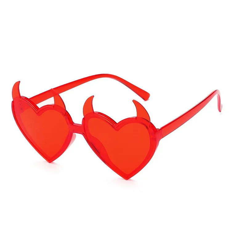 Rock Horn Sun Glasses Devil Ear Heart Shape UV Protection Sunglasses ...