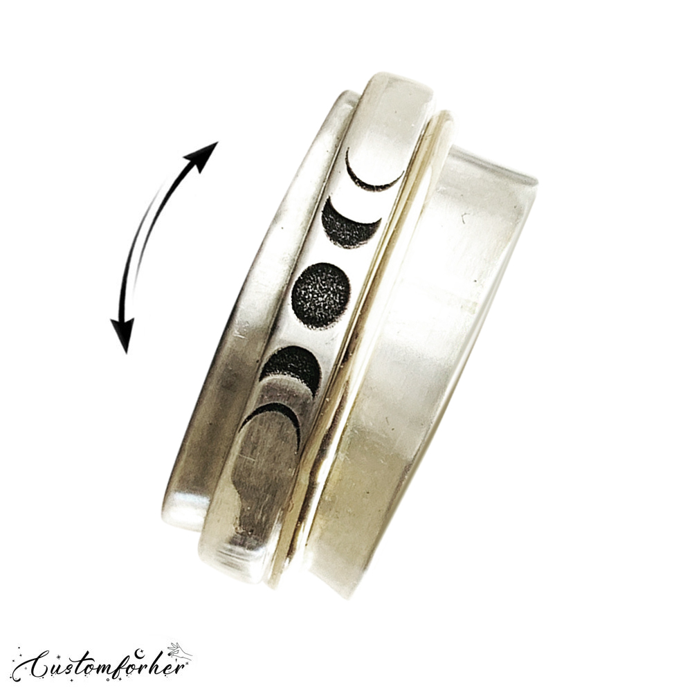 Personalized Moon Phase Spinner Ring