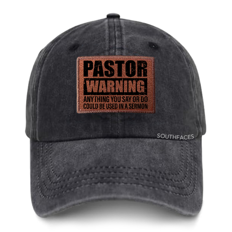 Pastor Warning Anything Leather Patch Cap