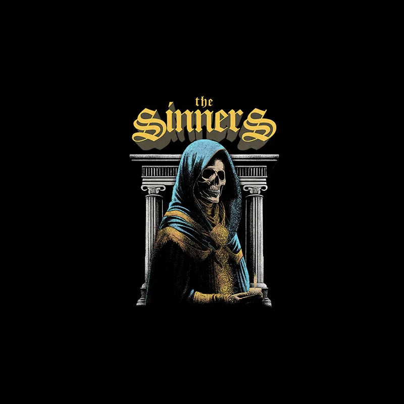 THE SINNERS Skull Nun Bad Religion Black Print T-shirt