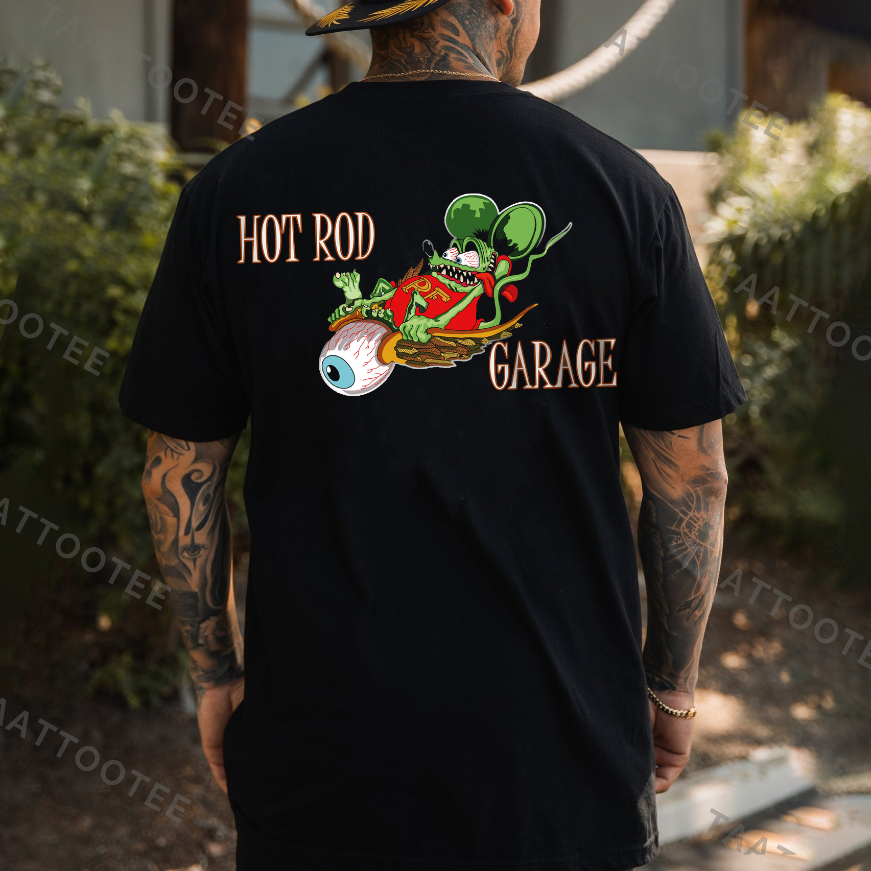 HOT ROD GARAGE Rat Fink With Flying Eyeball Print Men's T-shirt