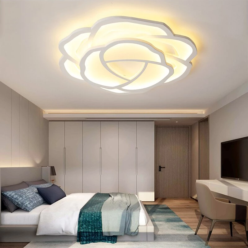 White Rose LED Ceiling Lights For Living Room Bedroom Dining Room ...
