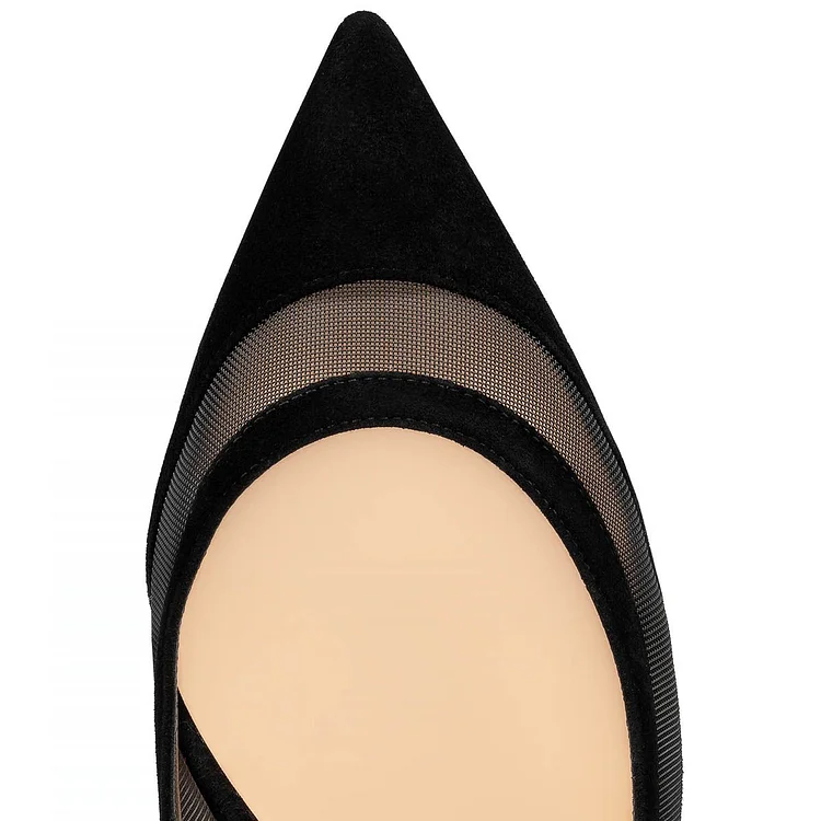 100mm Women's Breathable Mesh Pointed Toe Suede Red Bottom Pumps Sandals