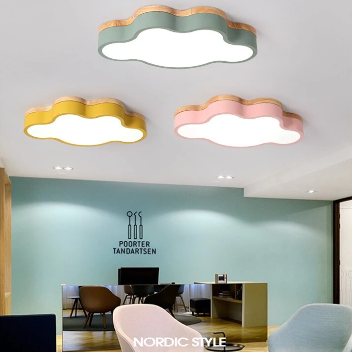 Modern LED Ceiling Light Indoor Lamp Wood Color Cloud Metal Kitchen ...