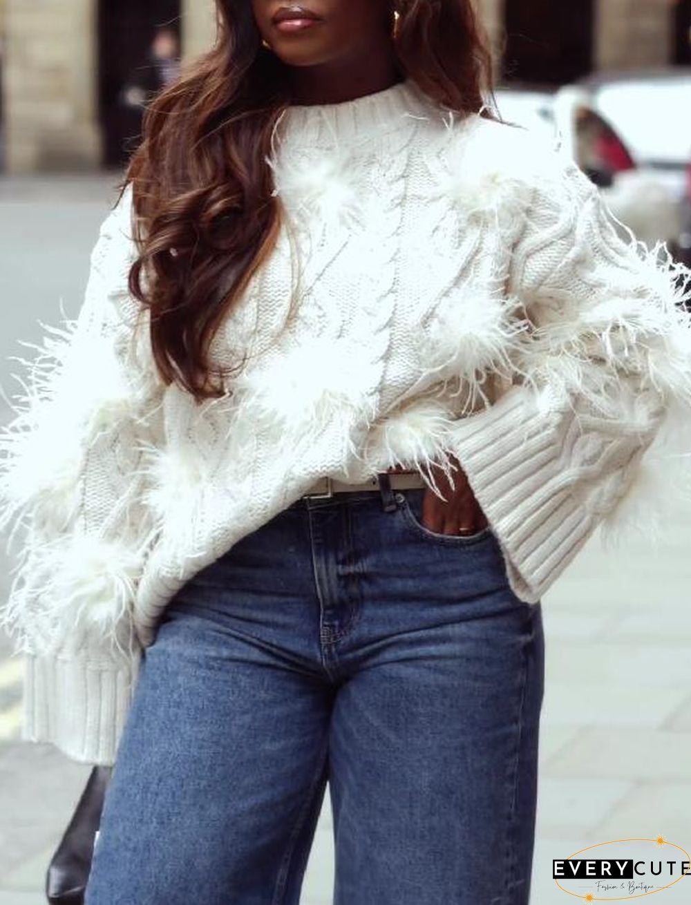 White Feather Sweater