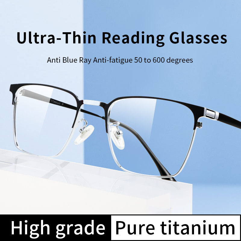 Ultra-thin Pure Titanium Reading Glasses Lightweight for Men,Blue Light ...